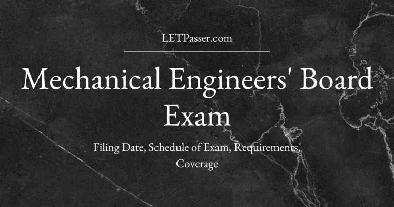 2025 MECHANICAL ENGINEERS' Board Exam: Schedule, Filing Requirements, Deadline - LETPasser.com